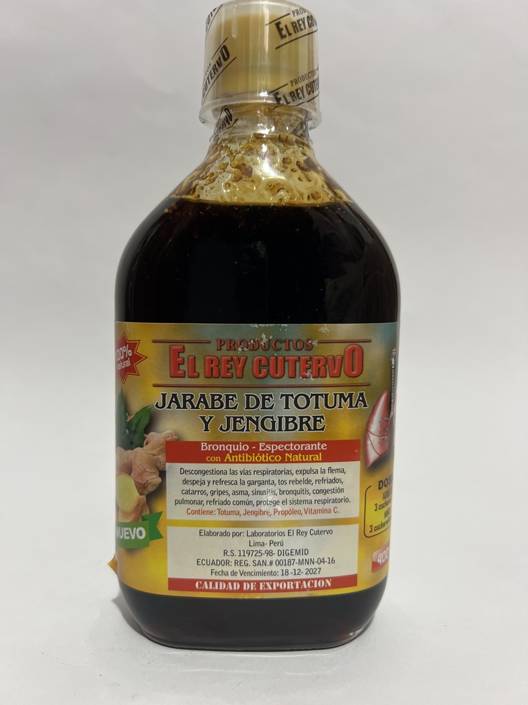 JARABE DE TOTUMA Y JENGIBRE 400ML PERUANO | Importmas - distribución al ...
